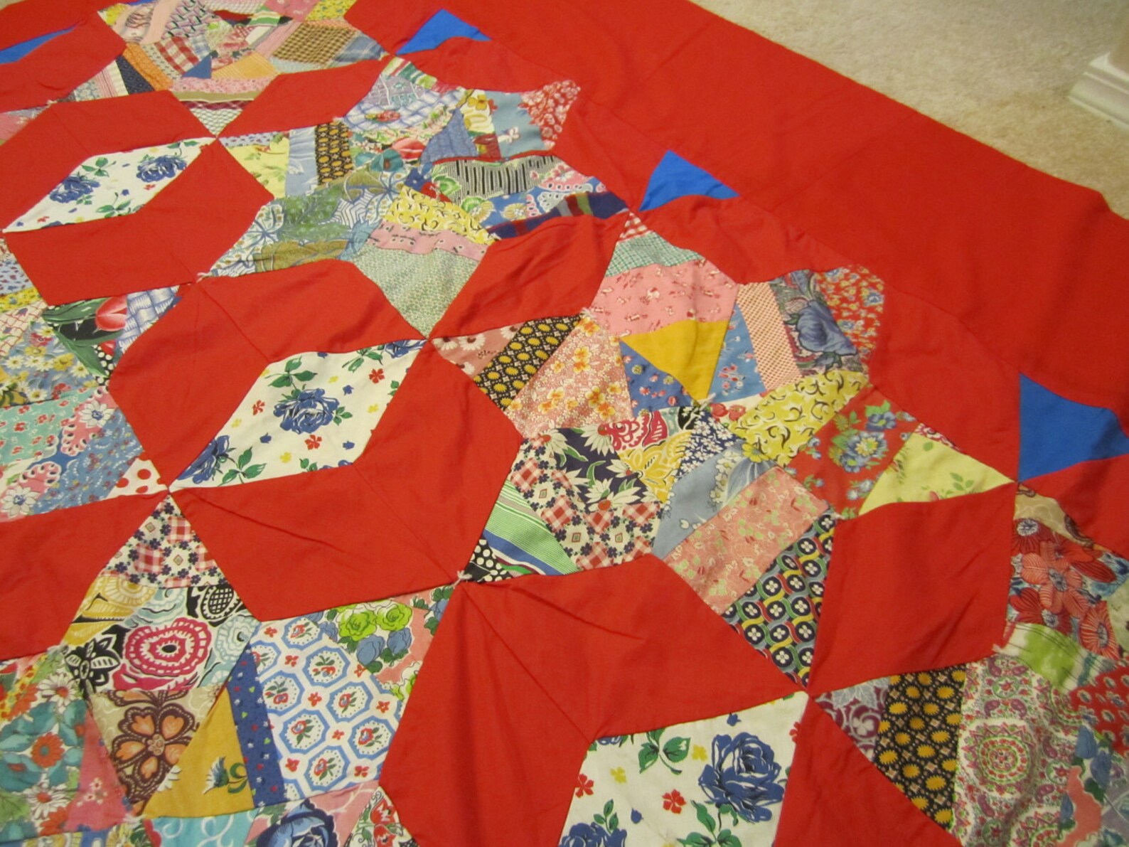 Large Crazy Star Pattern Light Weight Quilt Patchwork Red - Etsy