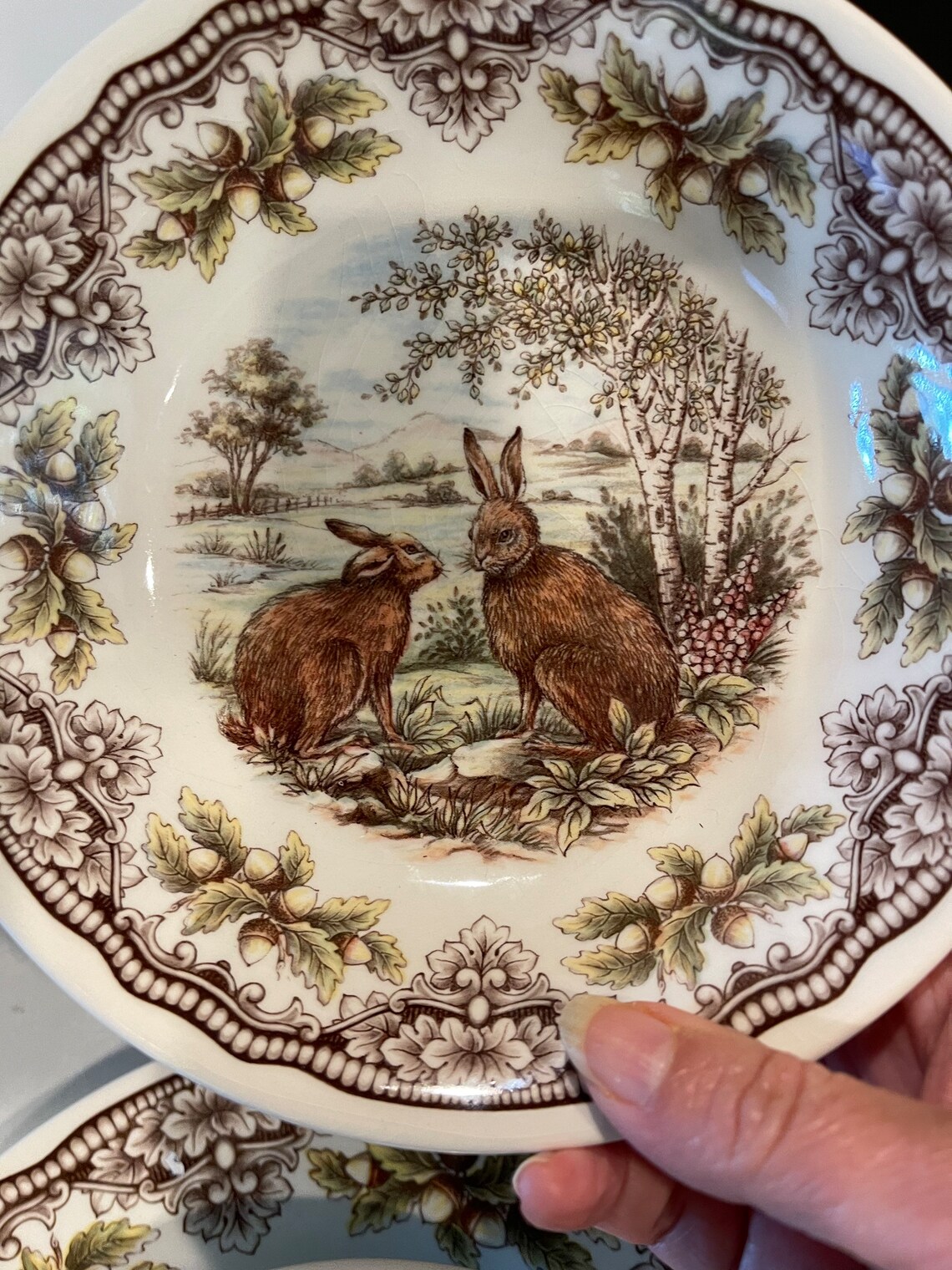 Victorian English Pottery Bowl Plate Fox Turkey Rabbit - Etsy