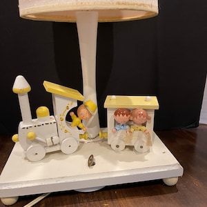 Vintage Nursery Lamp With Built in Night Light-yellow and White Train ...
