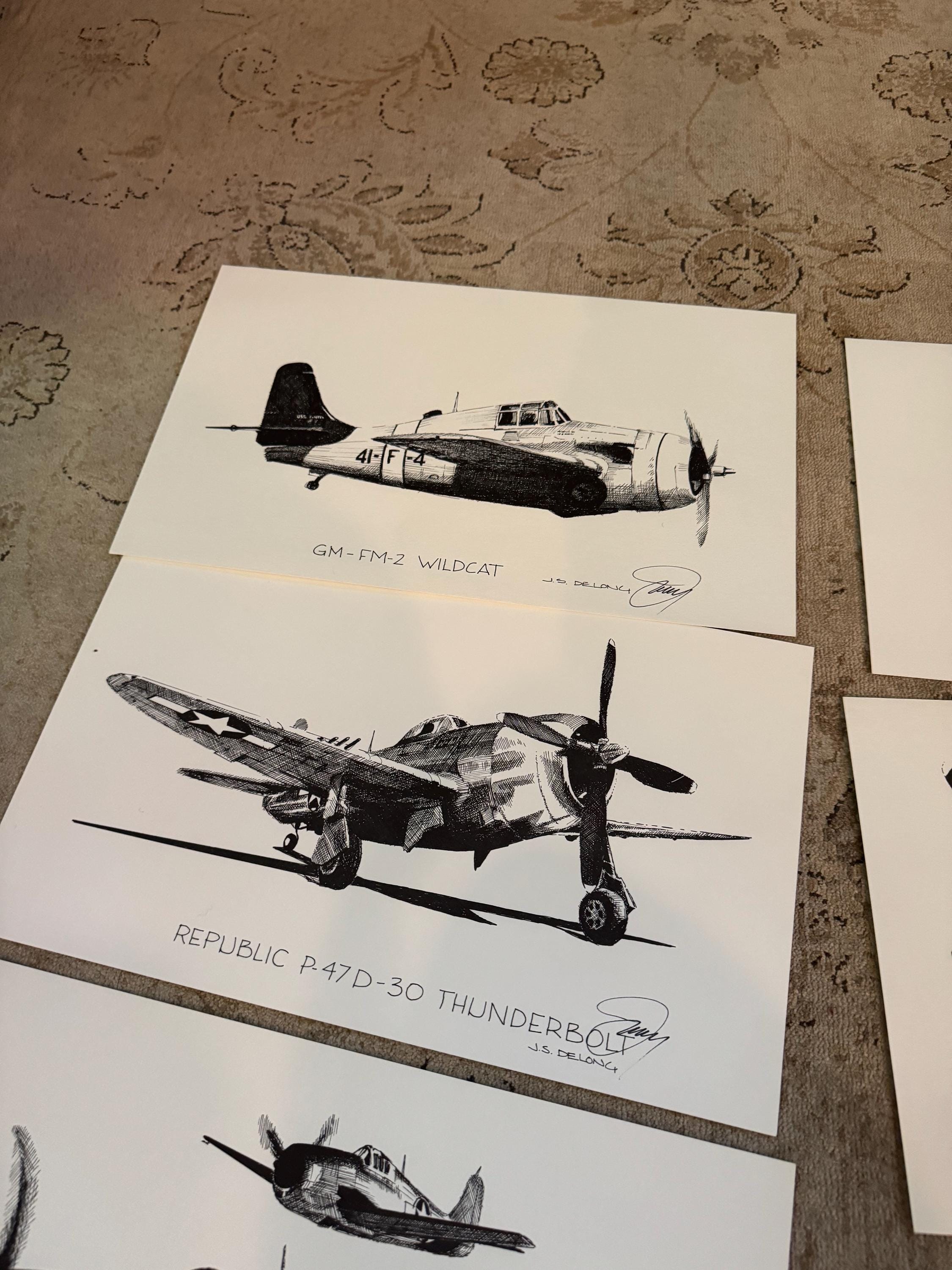 Art Print Pen Drawing Collectors Series by Artist JS Delong Airplanes ...