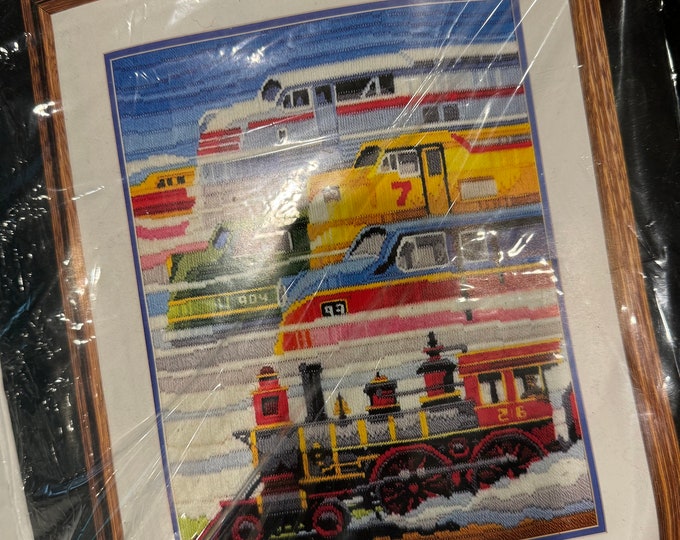 Vintage 1990s Embroidery Kit Crewel Monarch All Aboard Train by ...