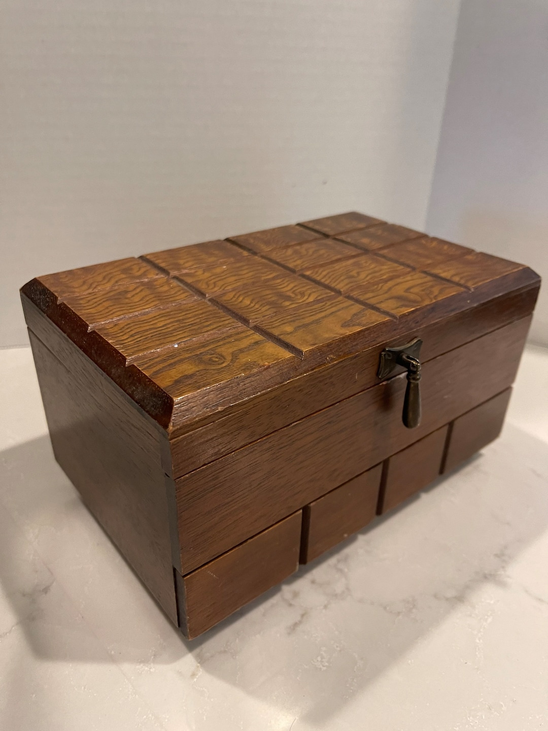 Wood Vintage Jewelry Box With Red Velvet Padded Inside - Etsy