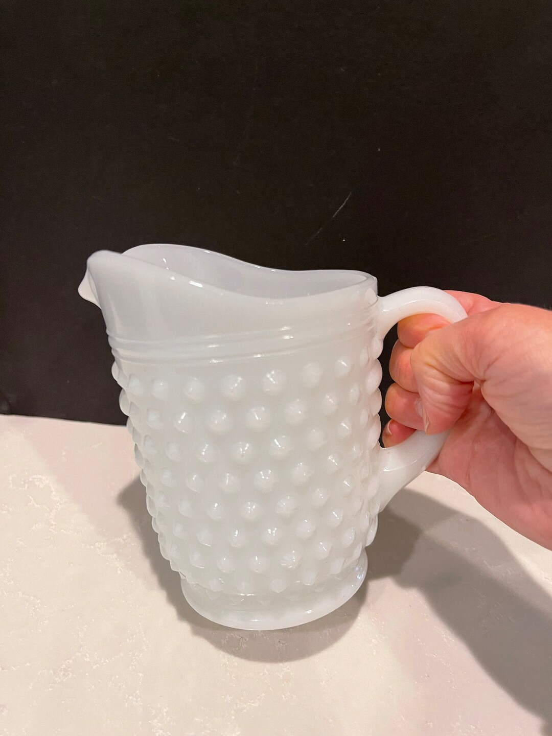 White HOBNAIL Milk Glass Pitcher Small and Heavy - Etsy