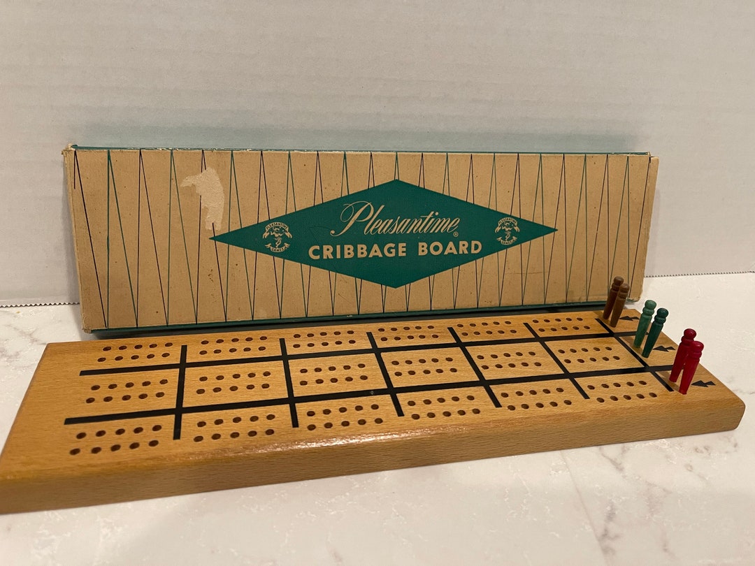 Pleasanttime Natural Finish Cribbage Board With 6 Wood Pegs Complete ...