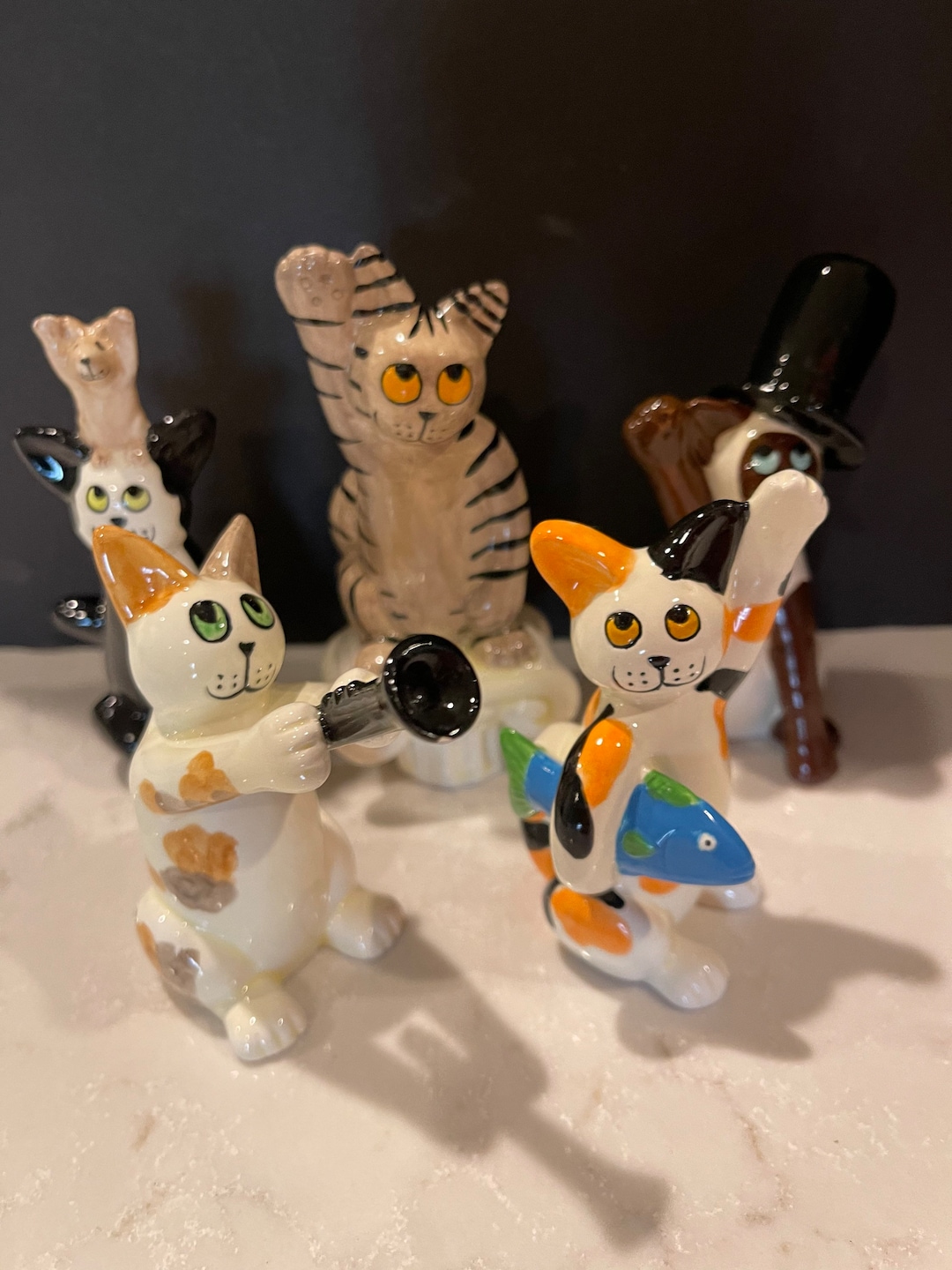 Vintage Smallwood Cats Kitten Ceramic Figure Cake Topper Orange Raised ...