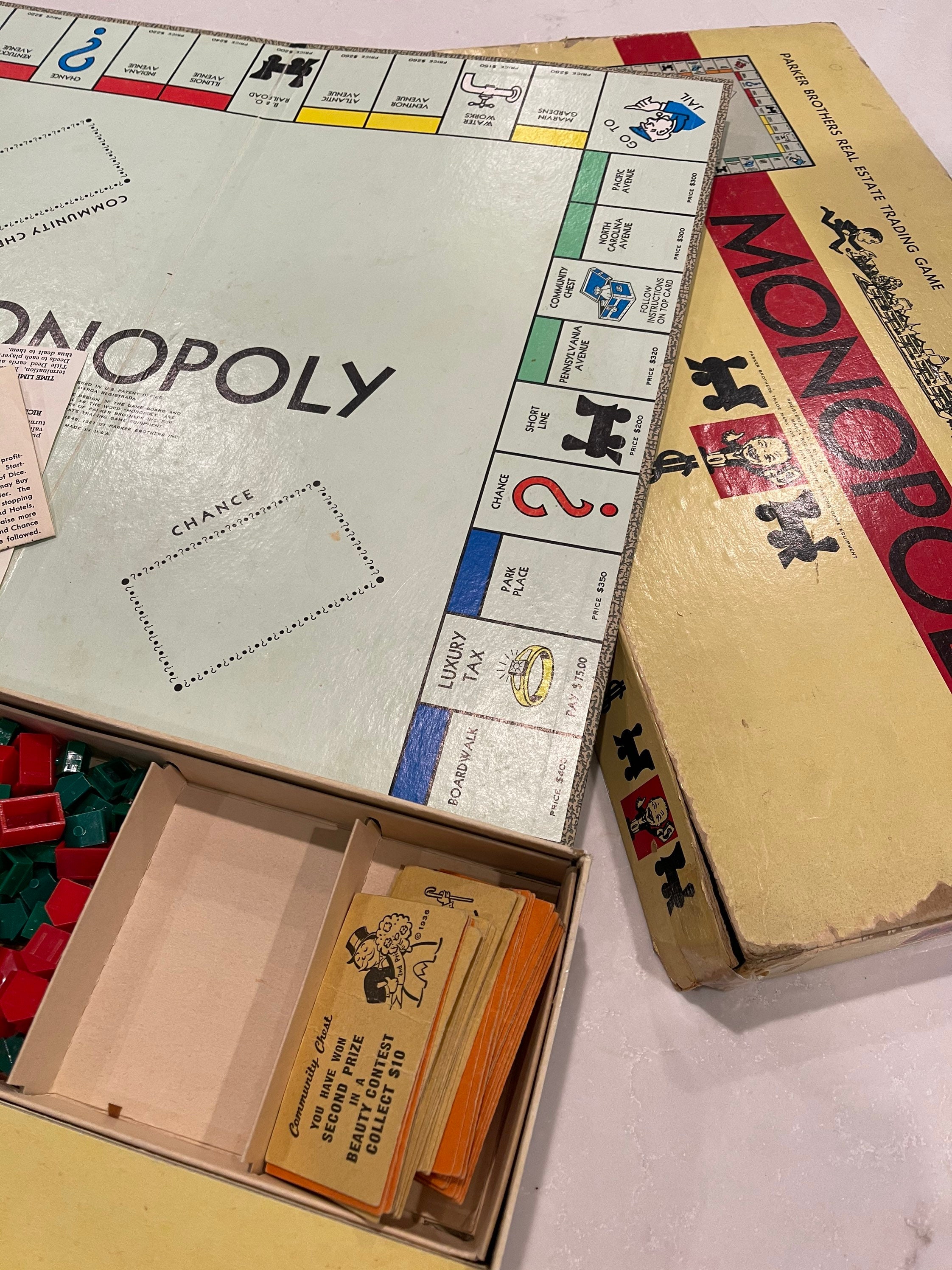 1961 Monopoly Game Board Family Fun Night Vintage - Etsy