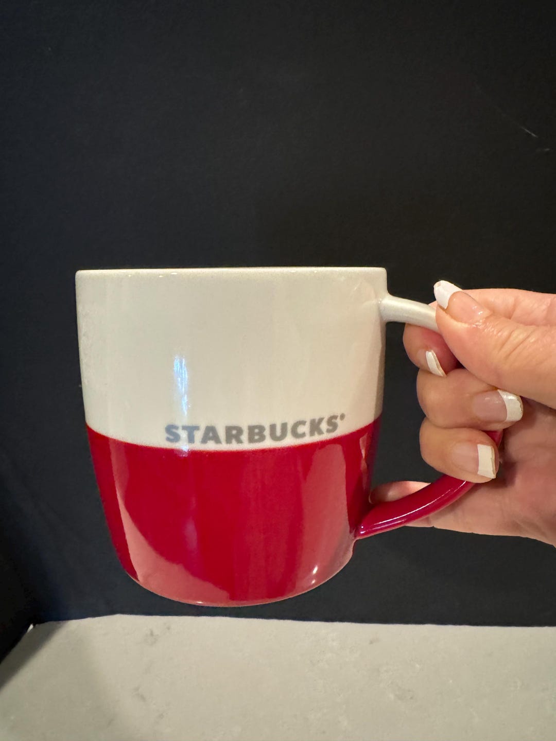 STARBUCKS 2011 White Red 14 Oz Coffee Mug Cup Bone China Color Block - Etsy