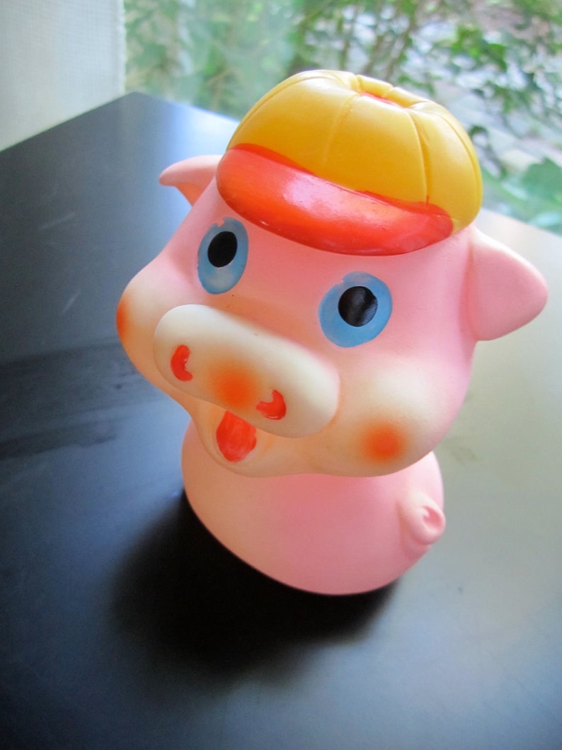 Vintage Pink Pig Rubber Squeeze Squeaky Baby Toy Turning - Etsy