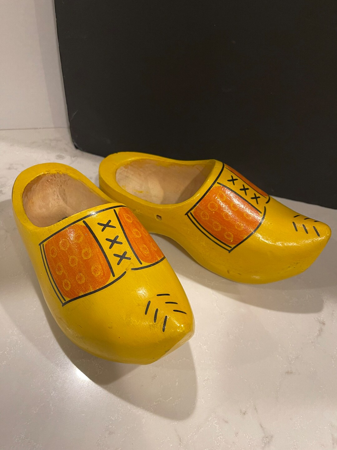 Wooden Dutch Shoe Clogs Souvenir Holland Yellow Hand Carved Size 29 - Etsy