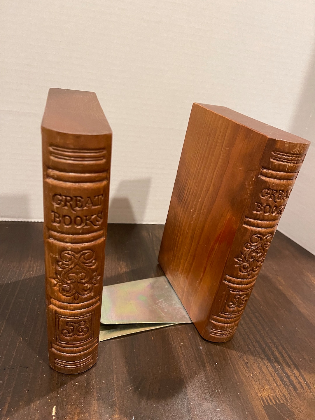 Vintage Hand Carved Wood Bookends Book Ends Designed Like Books - Etsy