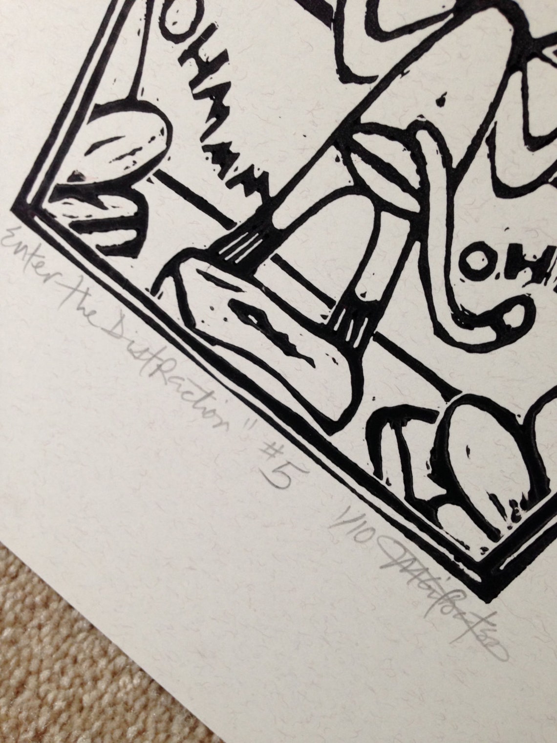 Screen print hand stamped sock monkey like character original | Etsy