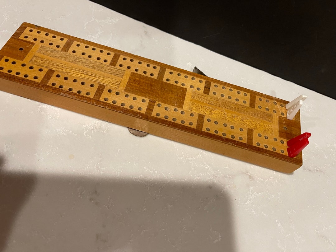 Natural Finish Cribbage Board With Plastic Pegs Complete Two Lane - Etsy