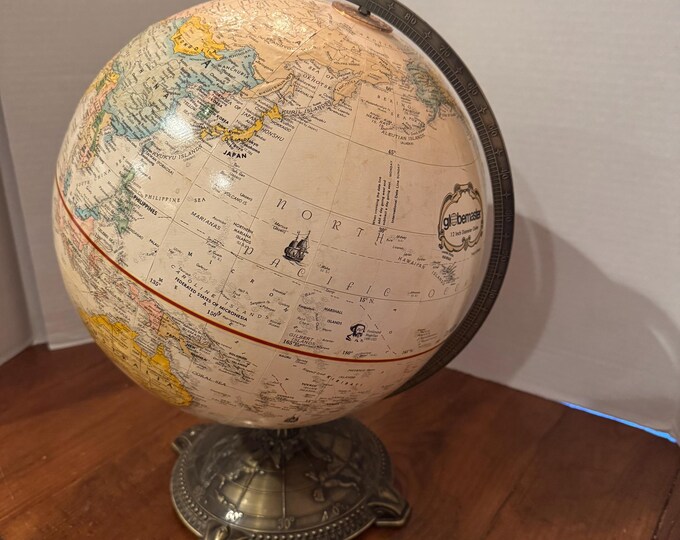 Vintage Replogle Globemaster Globe With Patterned Metal Base With World Etching - Etsy