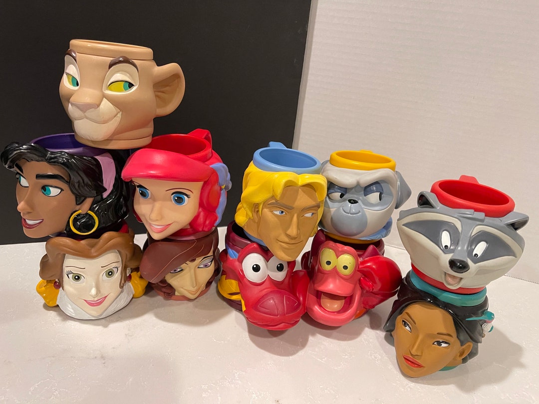 Disney Vintage Applause Figural Mugs Mermaid Dragon Beauty Plastic - Etsy