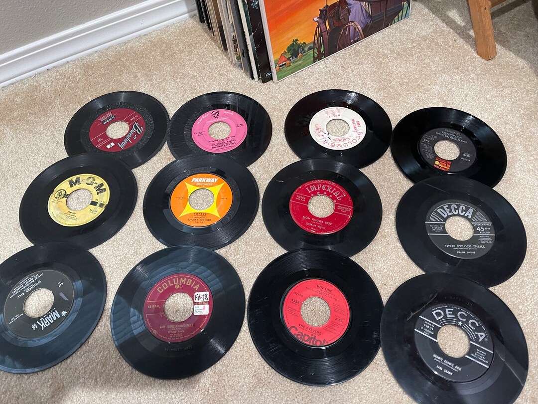 Vintage Group of 12 Vinyl 45s Records Andy Williams Chubby Checker Rock ...