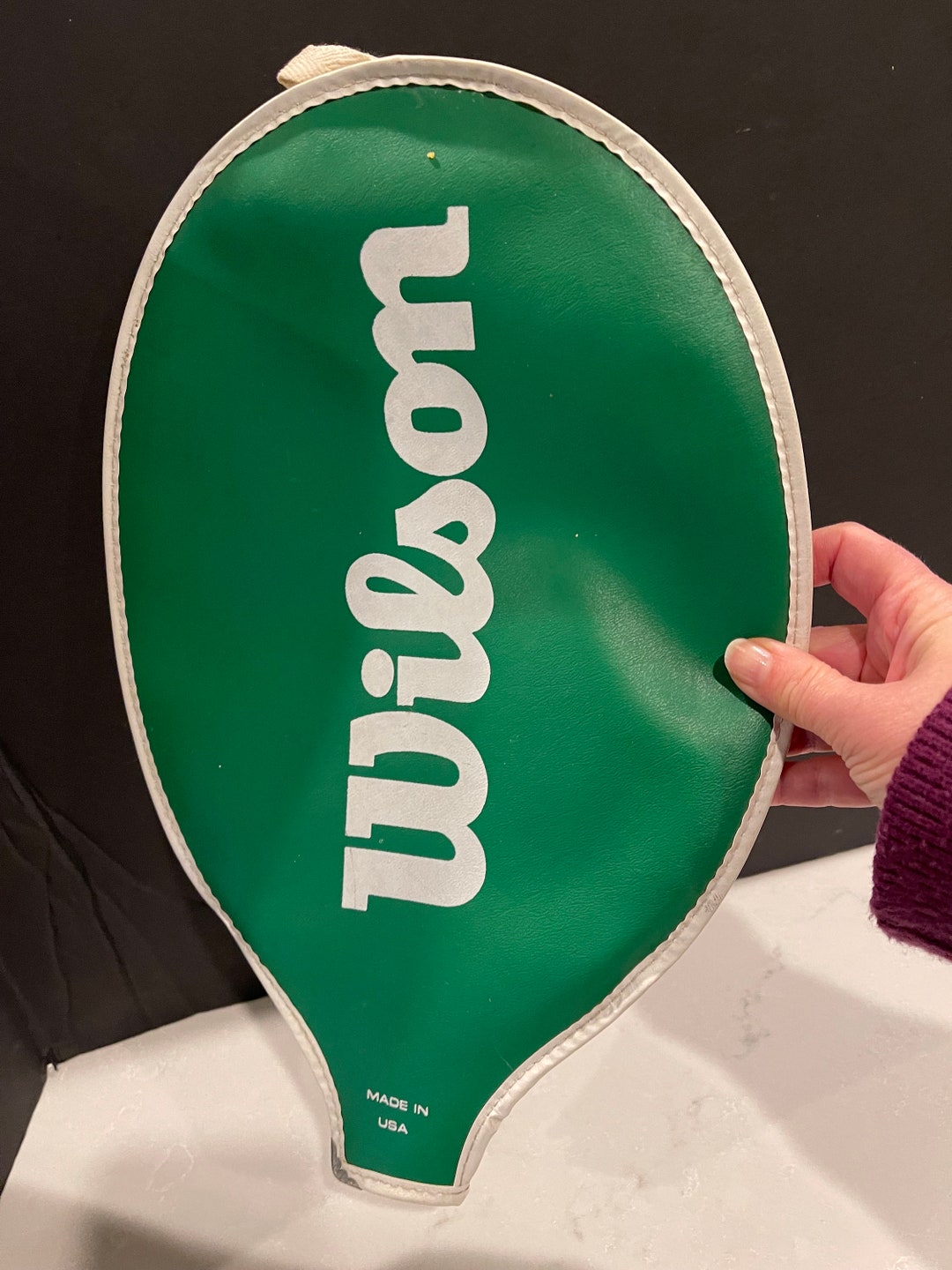 Vintage Wilson Wood Tennis Racket Cover Green/white MCM Made in USA ...