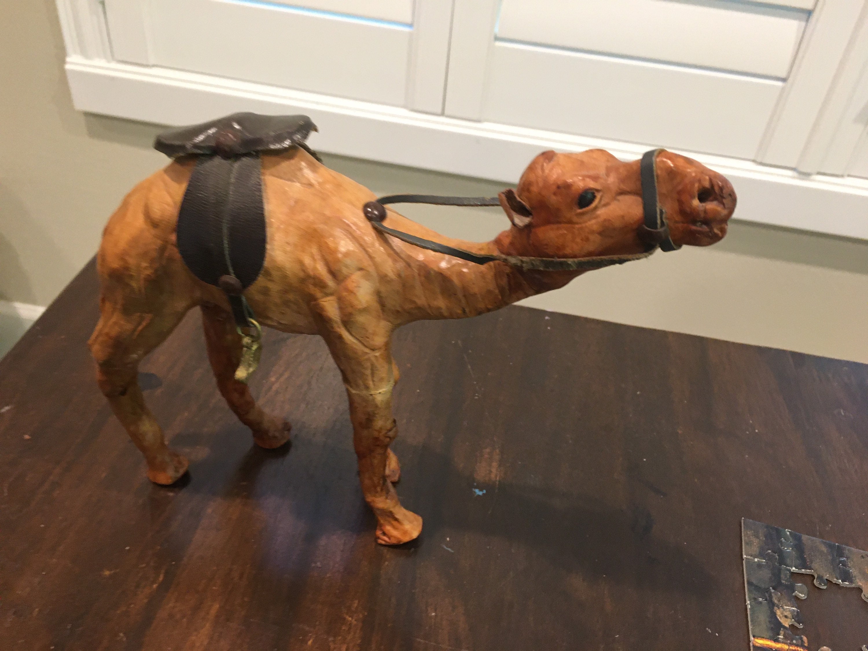 Vintage Rustic Leather camel figurine | Etsy