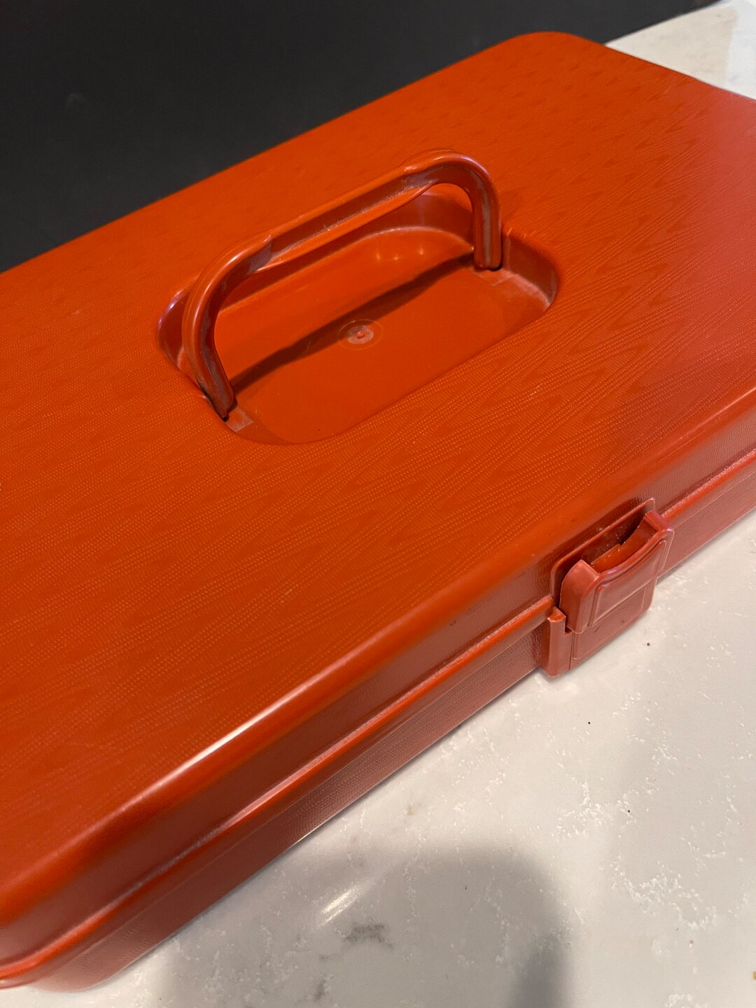 Vintage Case Wil-hold Sewing Box Orange Plastic Sewing Box Retro Look ...