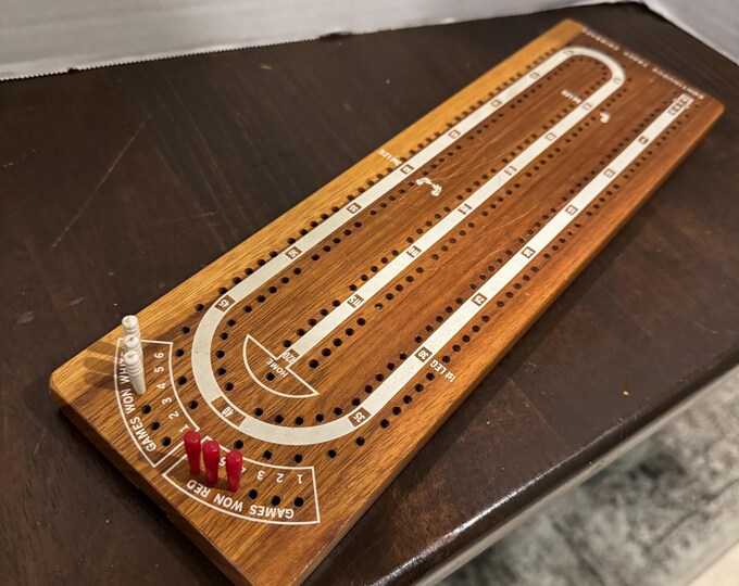 Vintage Continuous Track Natural Finish Wood Cribbage Board With ...