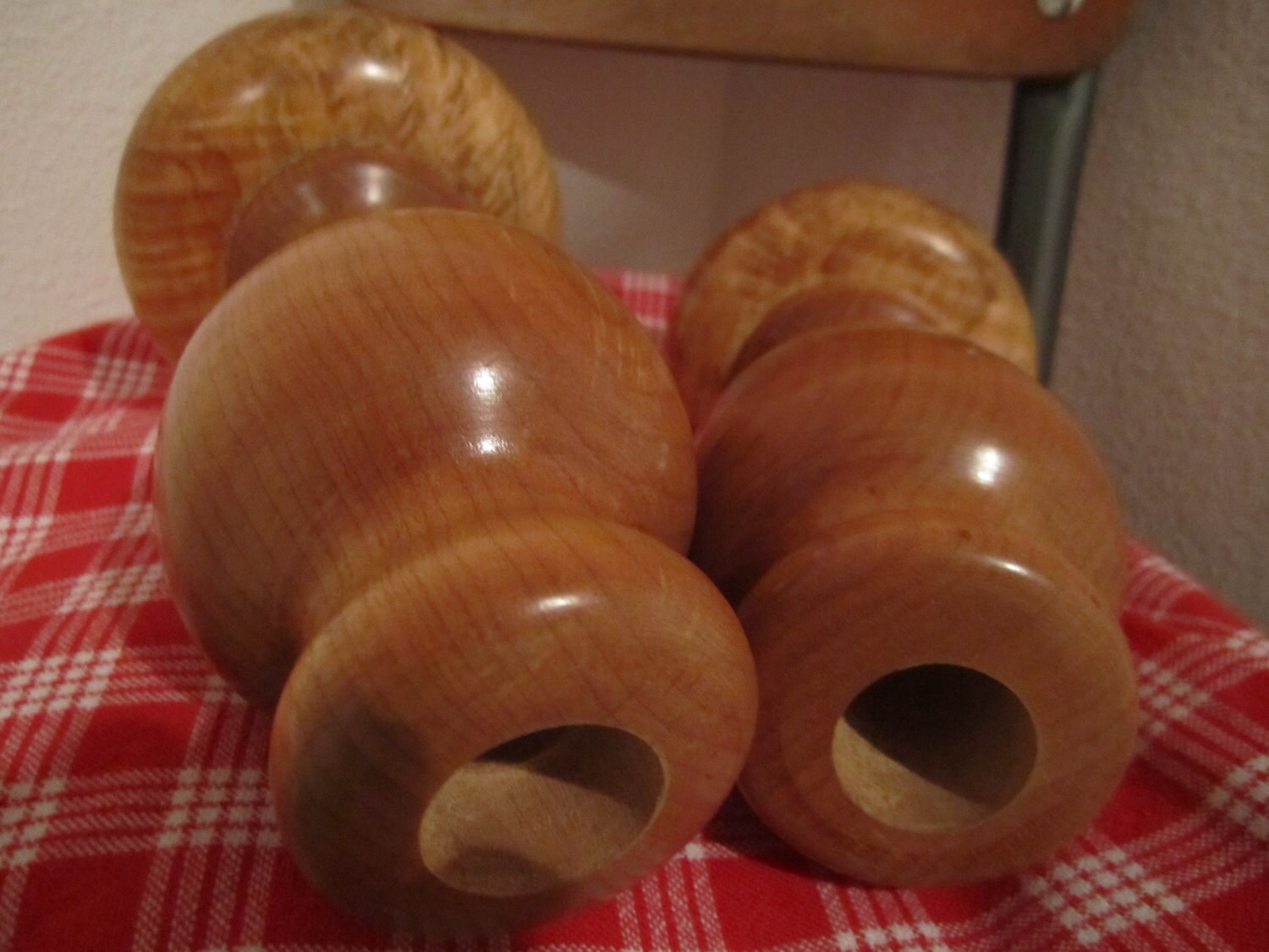 Carved wood chunky candle sticks Country | Etsy