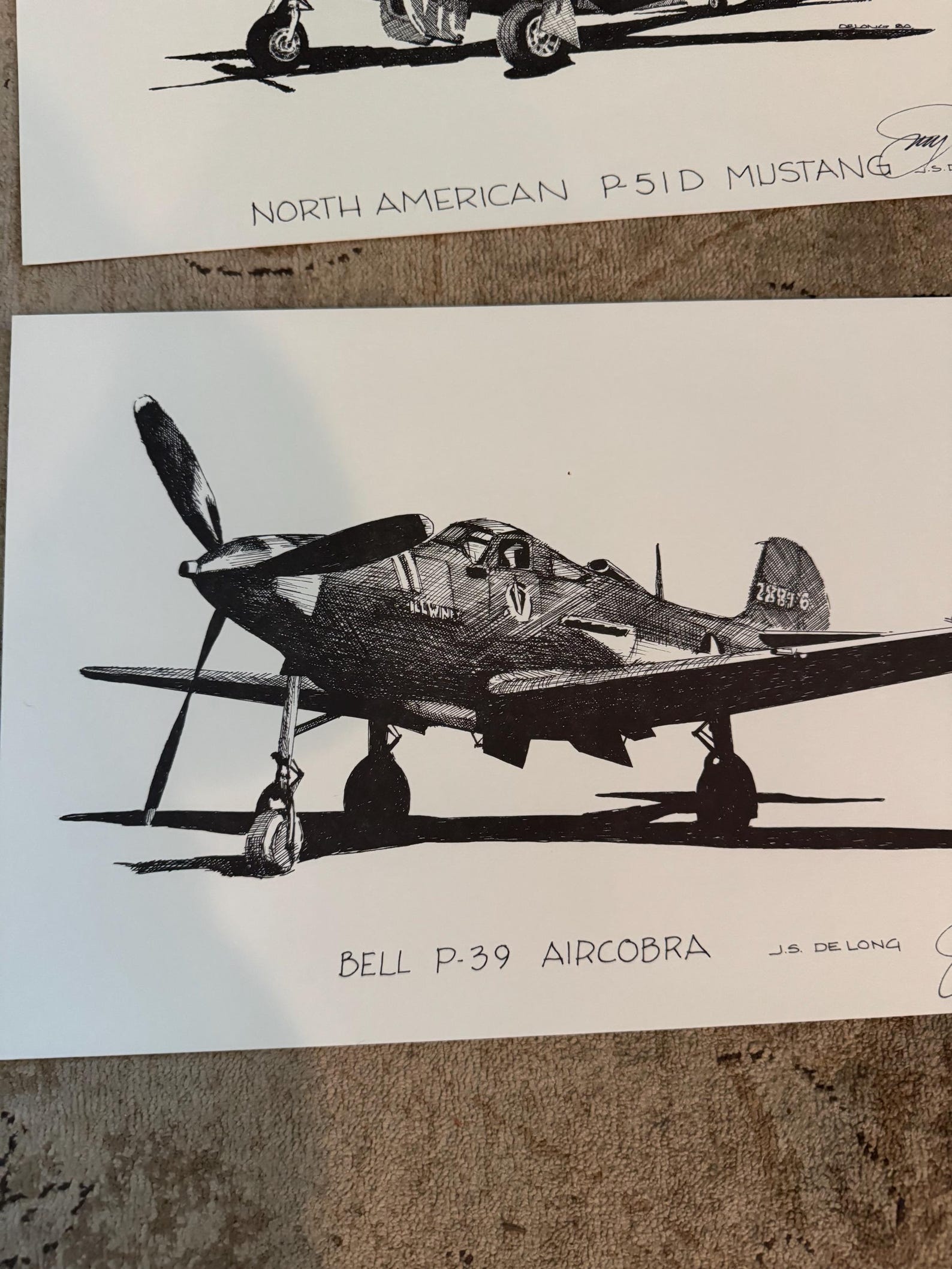 Art Print Pen Drawing Collectors Series by Artist JS Delong Airplanes ...