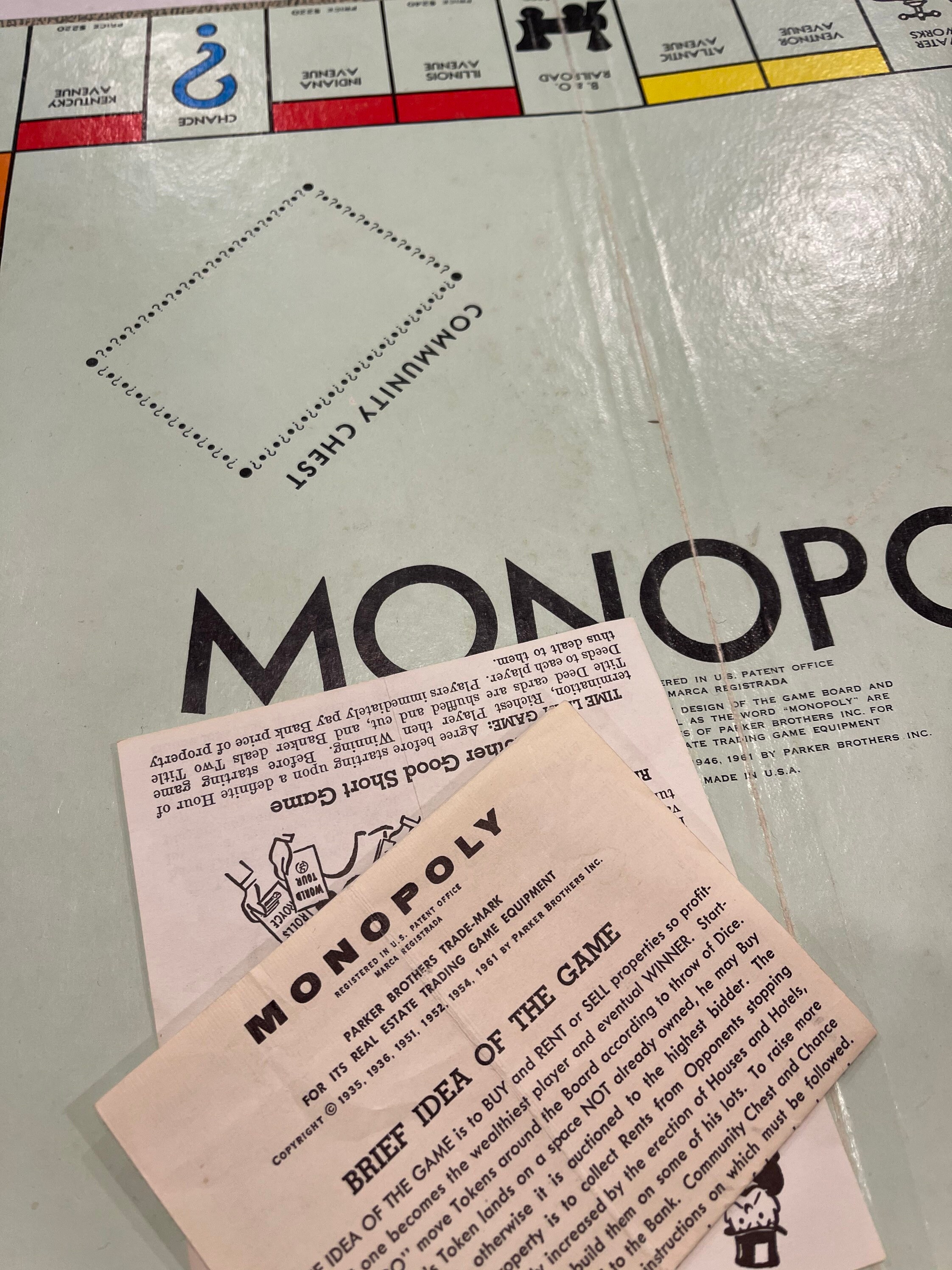 1961 Monopoly Game Board Family Fun Night Vintage - Etsy