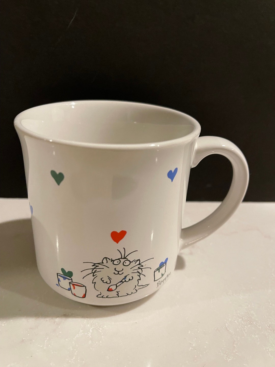 Vintage Sandra Boynton Cat Painting Colorful Hearts Coffee Mug - Etsy
