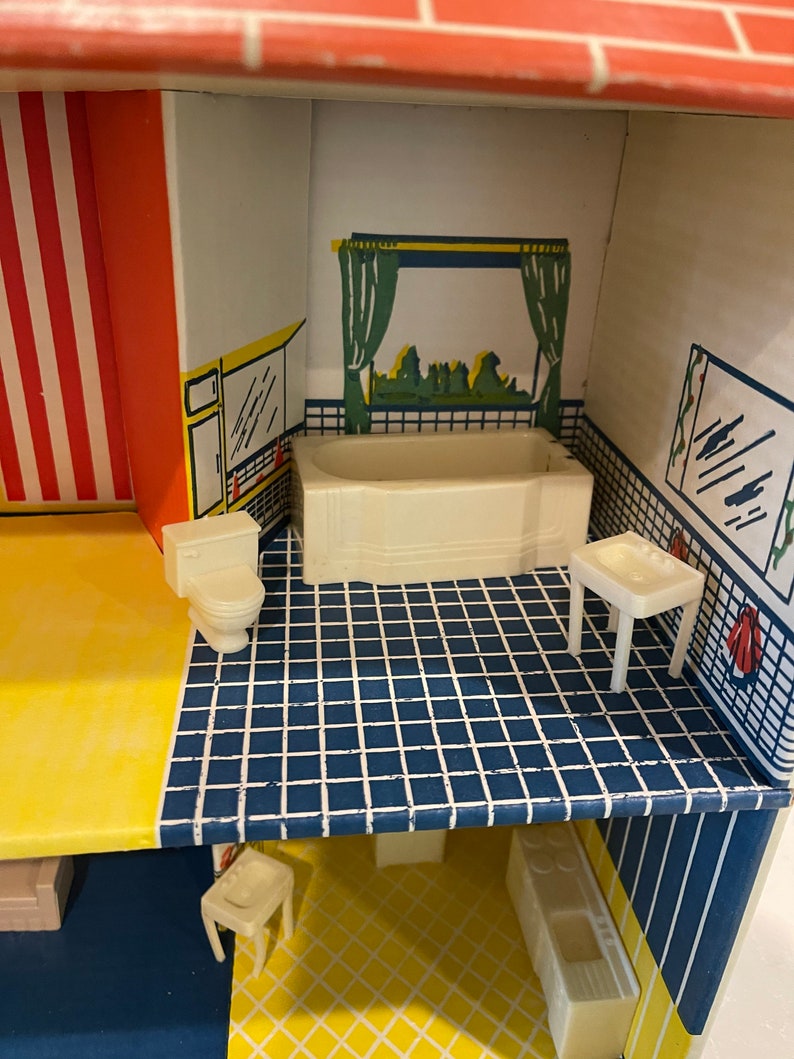 Vintage Marx Cardboard Litho Dollhouse Two Story Green Roof - Etsy