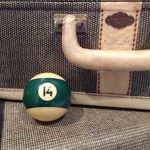 Vintage Pool Ball 14 Number Fourteen Striped Hunter Green Bakelite ...