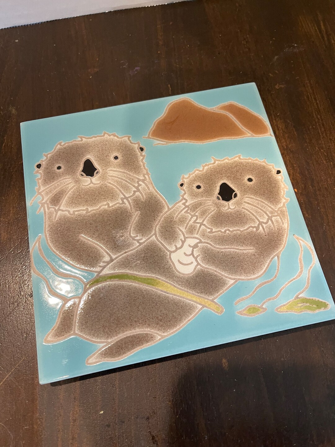 Otters at Play Ceramic Tile Wall Art Trivet - Etsy