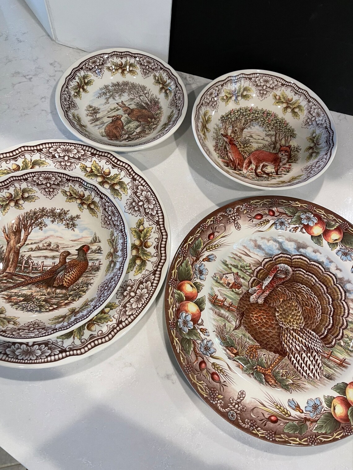 Victorian English Pottery Bowl Plate Fox Turkey Rabbit - Etsy