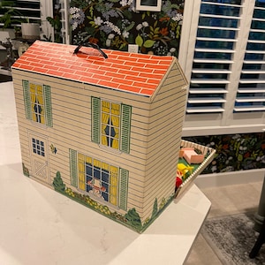 Vintage Marx Cardboard Litho Dollhouse Two Story Green Roof - Etsy