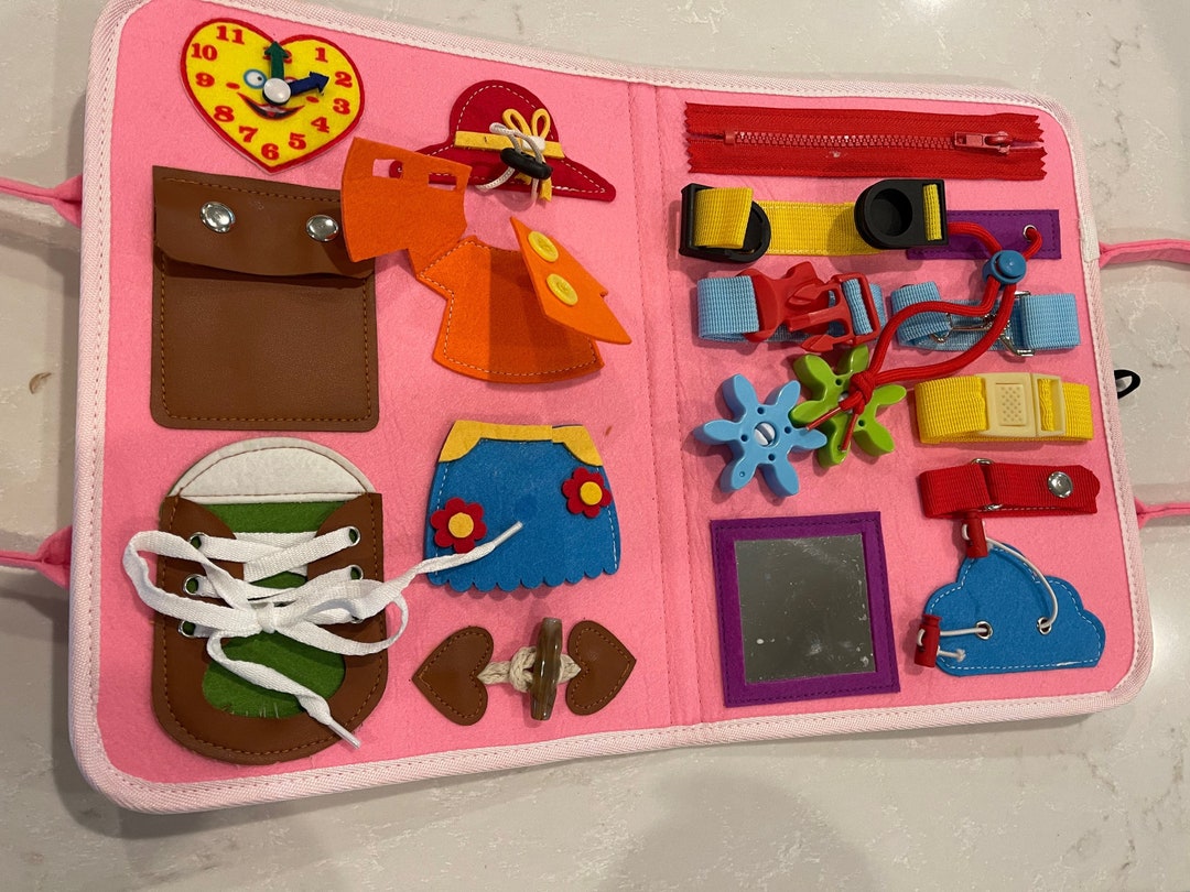 Pink Busy Board Book Quiet Play Buckles Ties Felt - Etsy