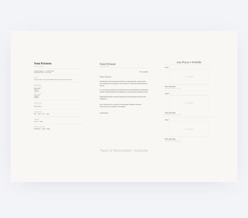 Canva Minimalist CV Pack | CV + Cover Letter + Portfolio | Modern A4 CV ...