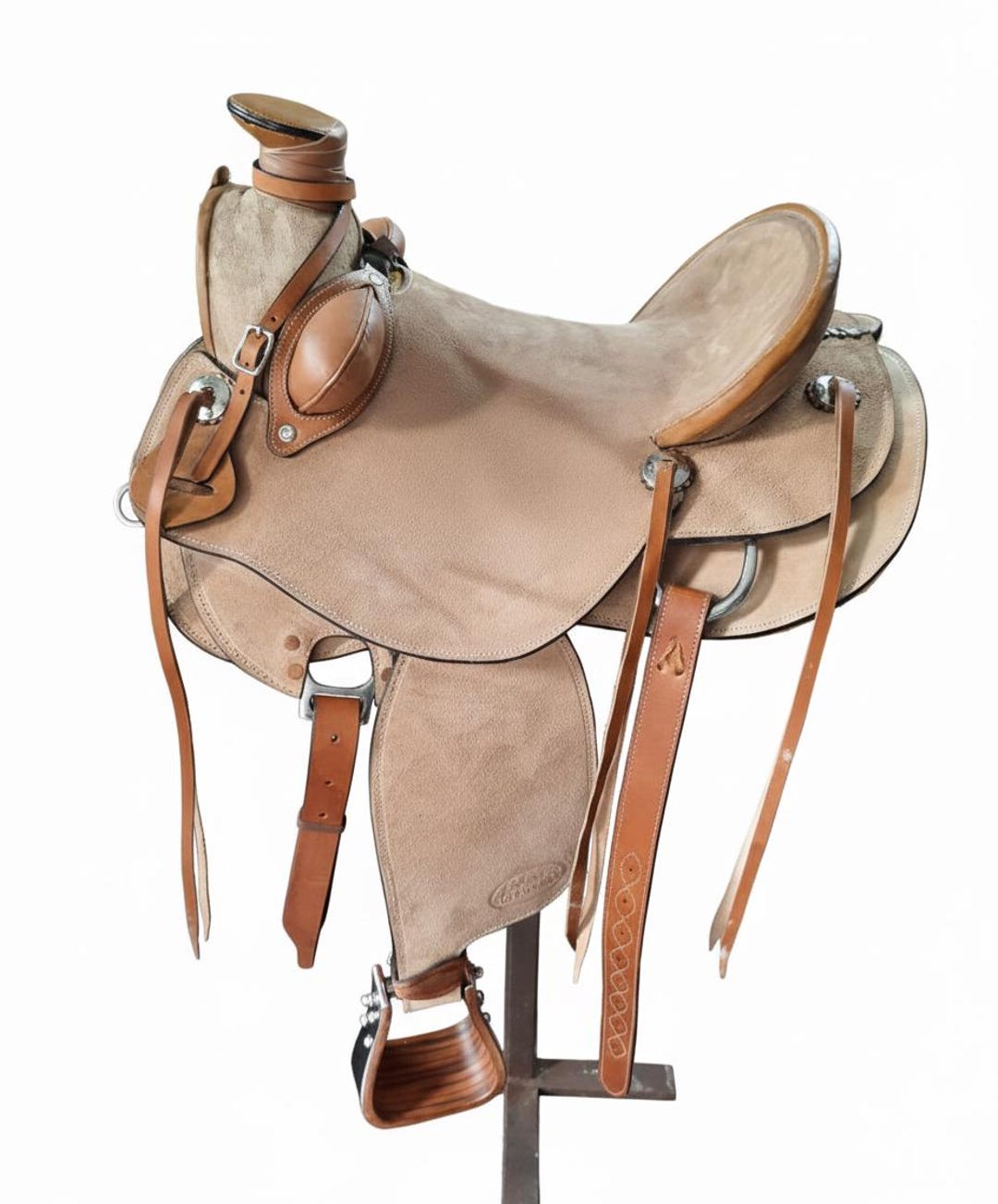 Hand Crafted Roughout Western Saddle Full Hard Seat With Bucking Rolls ...