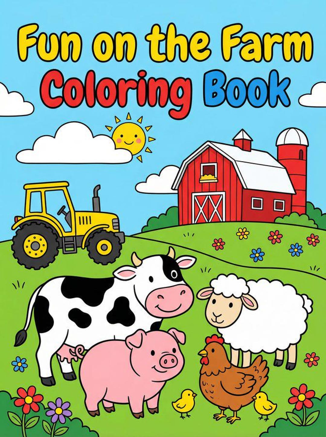 Fun on the Farm Coloring Book for Kids | 20 Farm Animal Pages | Cow Pig ...