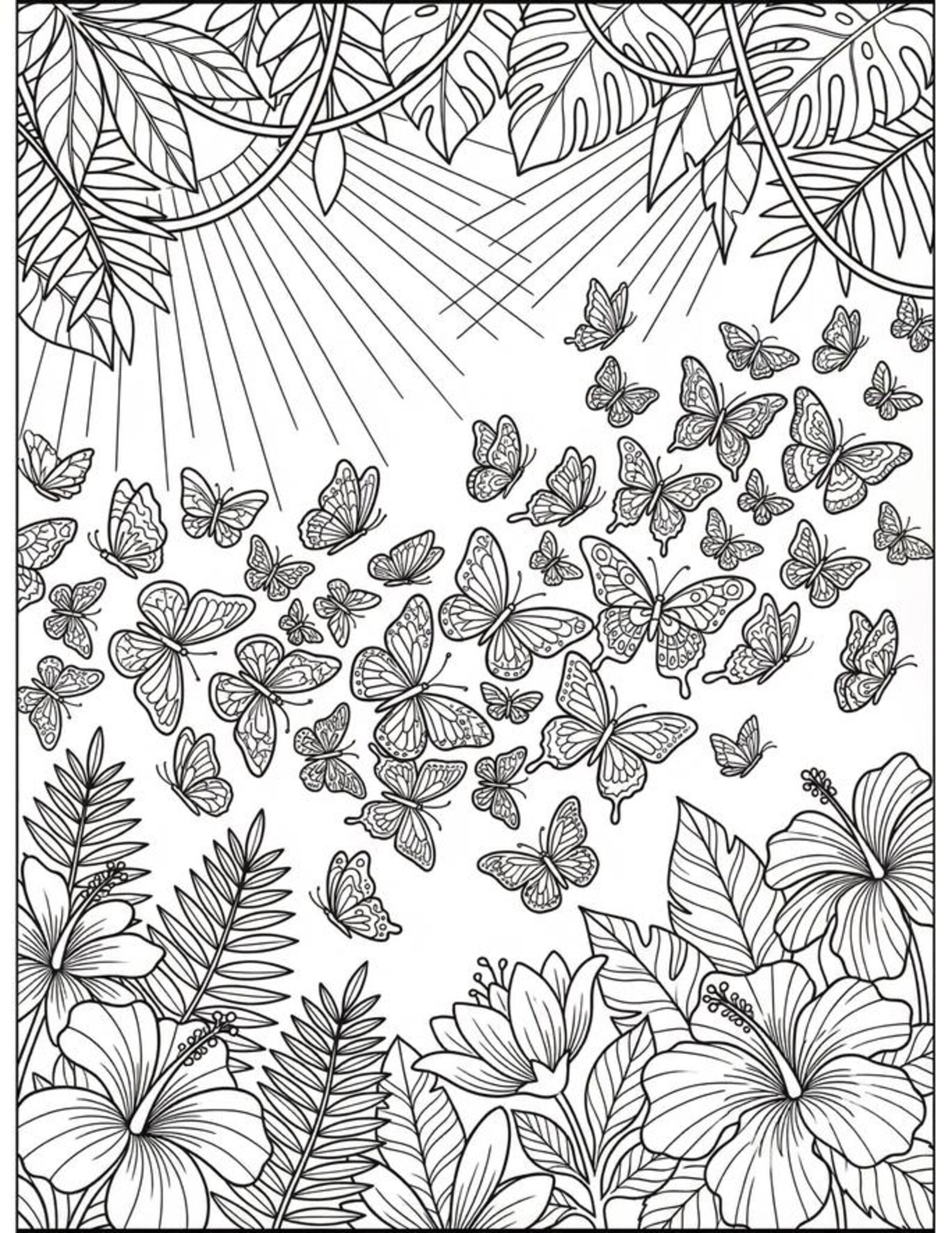 Jungle Safari Coloring Book | Printable Adult Coloring Pages, Tropical ...