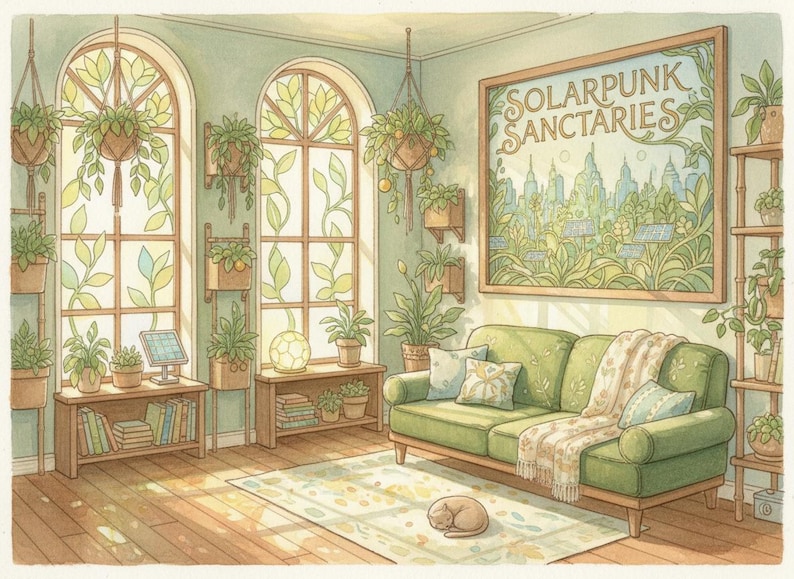 Solarpunk Adult Coloring Book | 20 Botanical Architecture Pages ...