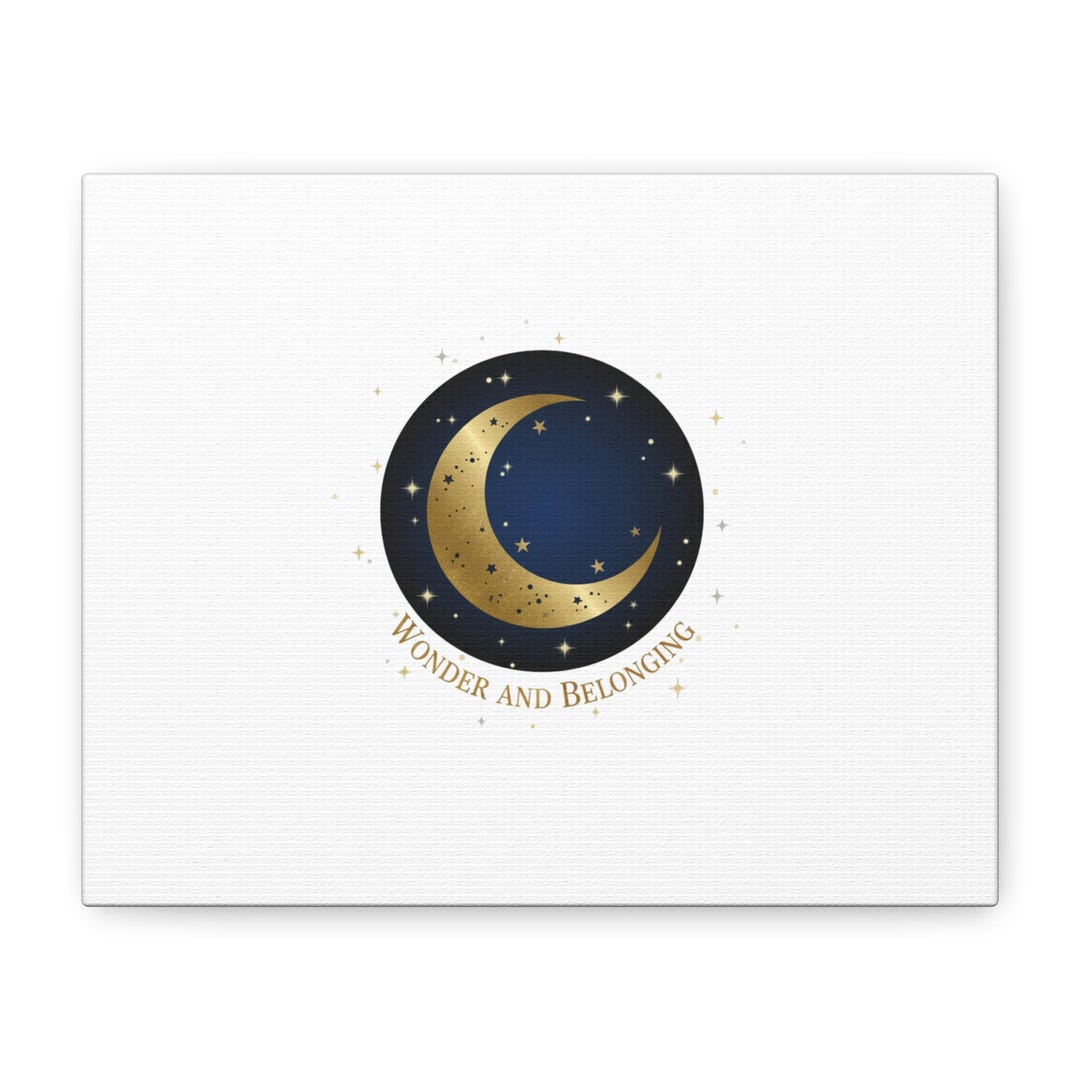 Wonder and Belonging Moon Crescent Canvas | Celestial Night Sky, Gold ...