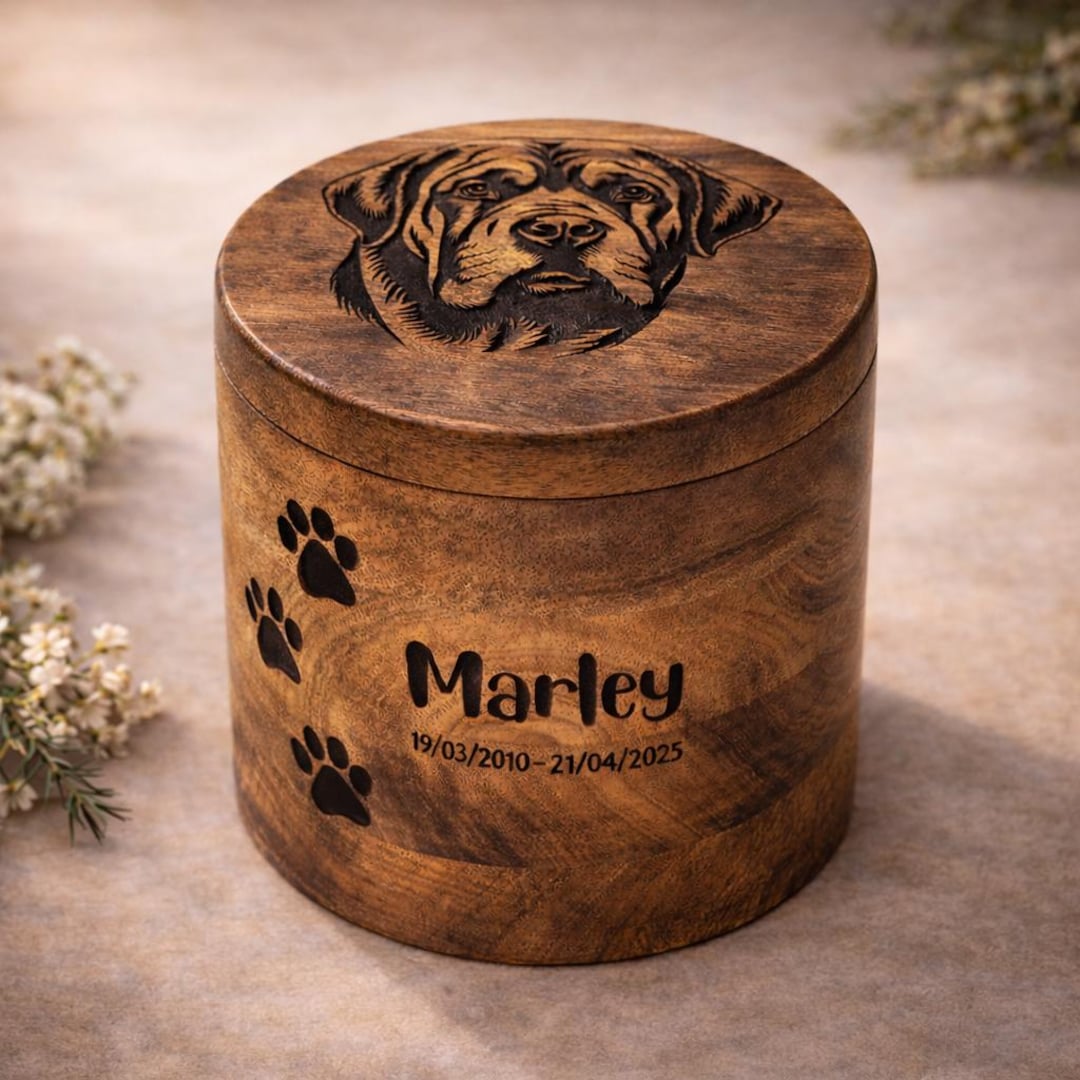 Dog Urn for Ashes, Cat Urn for Ashes, Personalized Wooden Pet Urn ...
