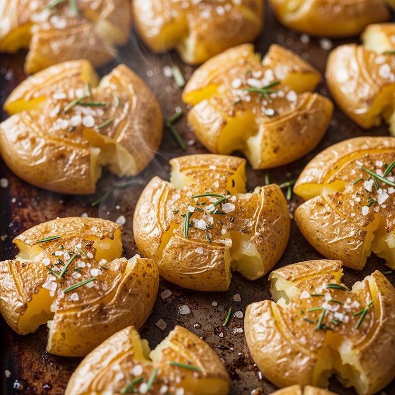 Viral Crispy Smashed Potatoes Recipe | Garlic Butter Oven Roasted Side ...
