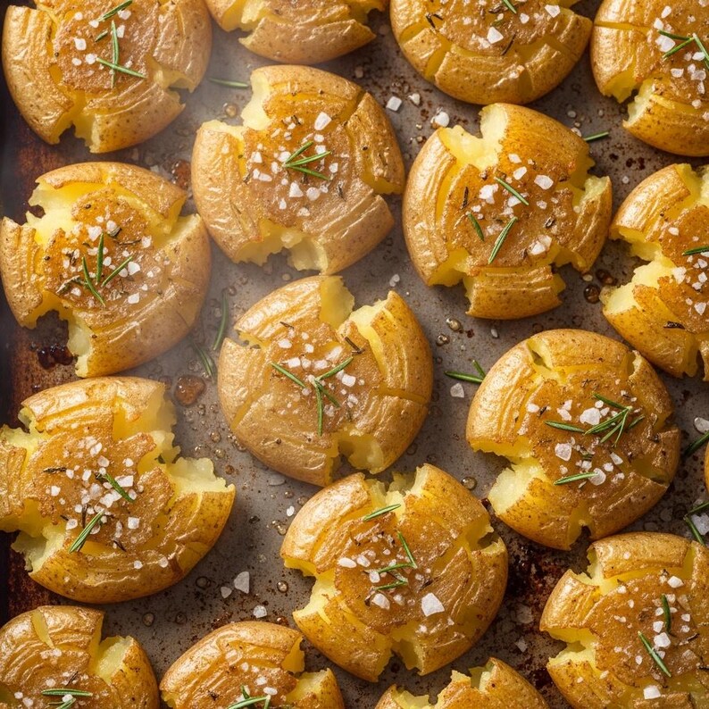 Viral Crispy Smashed Potatoes Recipe | Garlic Butter Oven Roasted Side ...