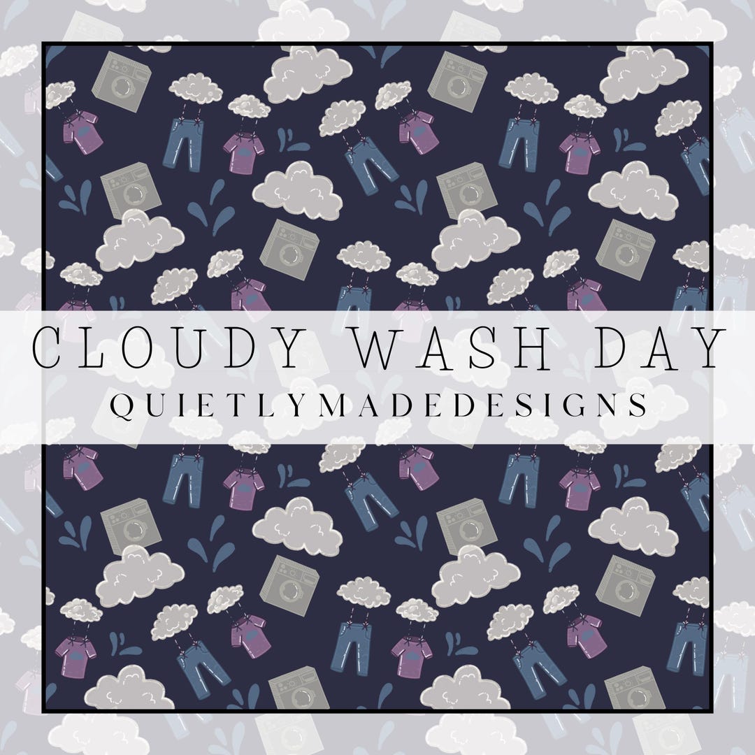 Whimsical Cloud Laundry Seamless Pattern Digital Download High Quality ...