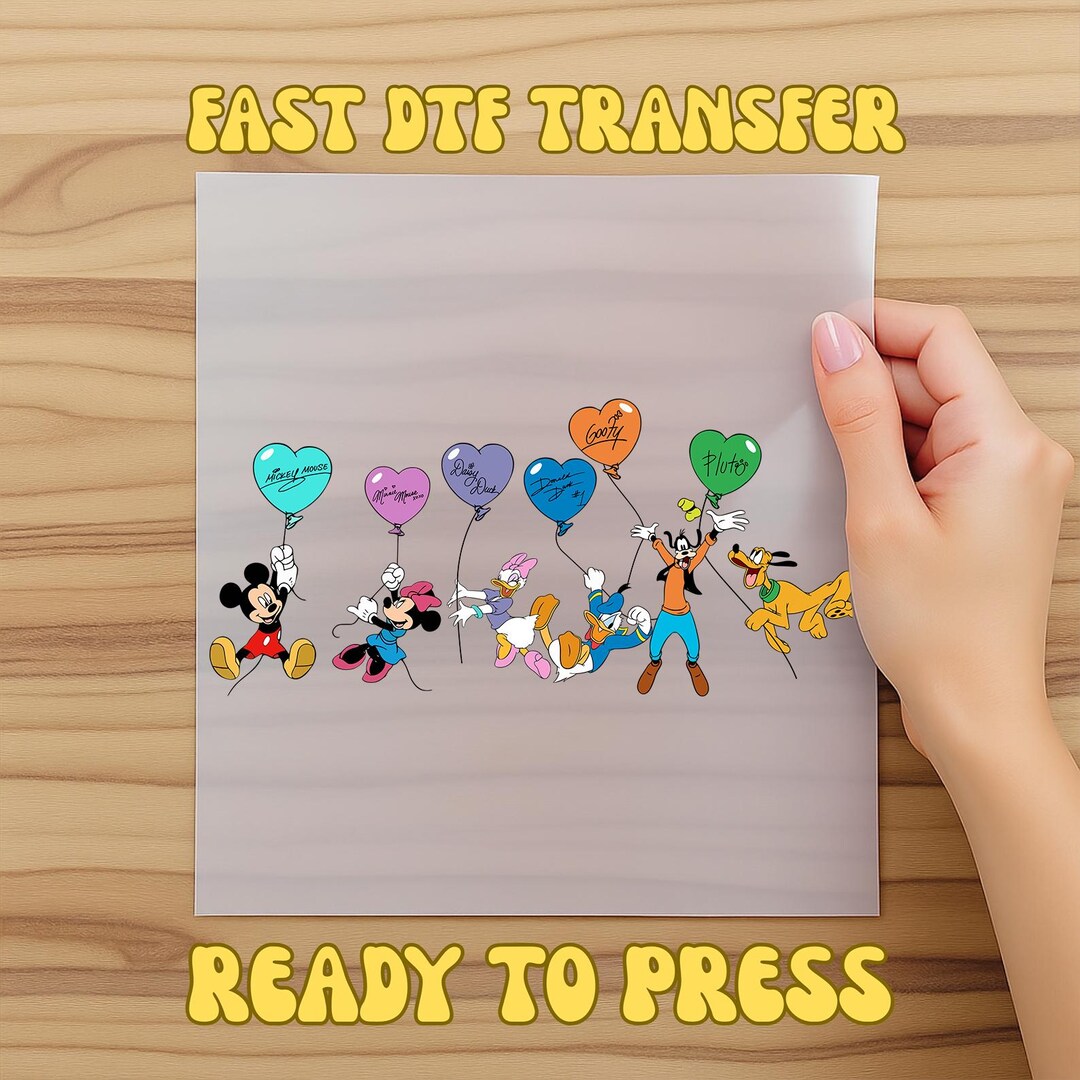 Disney Mickey Mouse and Friends Balloons DTF Transfer, Disney Ready to ...