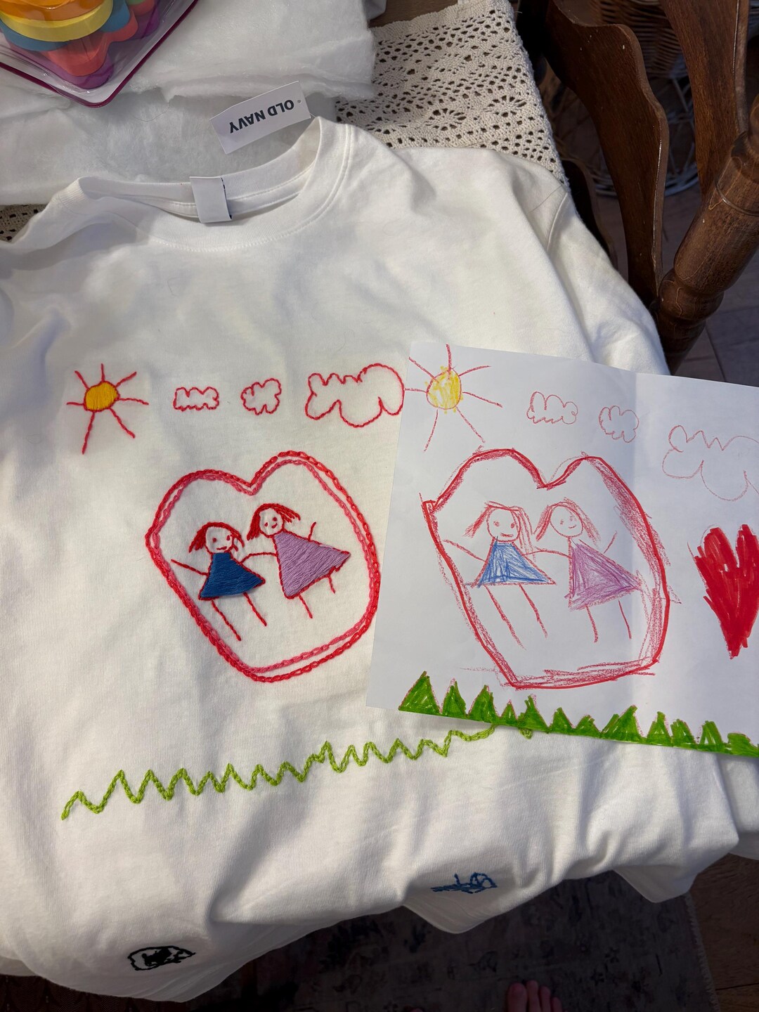 Custom Embroidered Keepsake From Child’s Drawing or Loved Ones’s ...