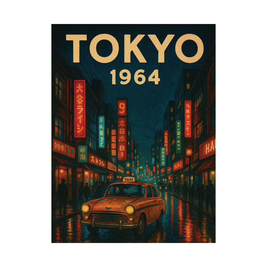 Tokyo 1964 Retro City Night Poster | Japanese Vintage Urban Art | Retro ...