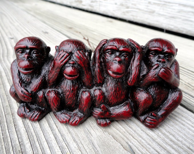 Vintage Four Wise Monkeys Figurine - See No Evil, Hear No Evil, Speak ...