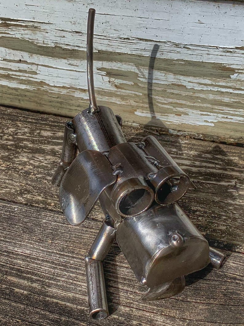 Playful Dog Welded Steel Metal Art Sculpture - Etsy