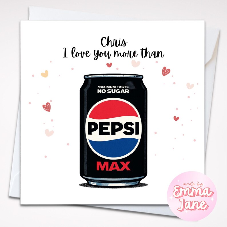 Pepsi Max Inspired Valentines Card | Personalised Name - Etsy
