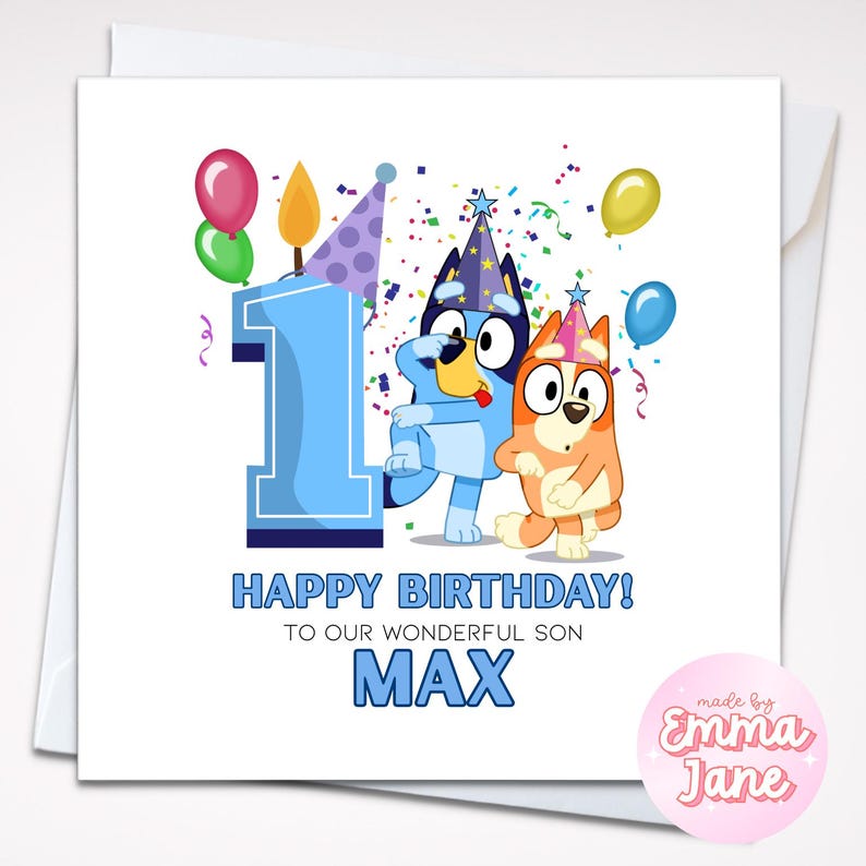 Bluey Inspired Birthday Card | 1, 2, 3, 4, 5 | Personalised Name - Etsy